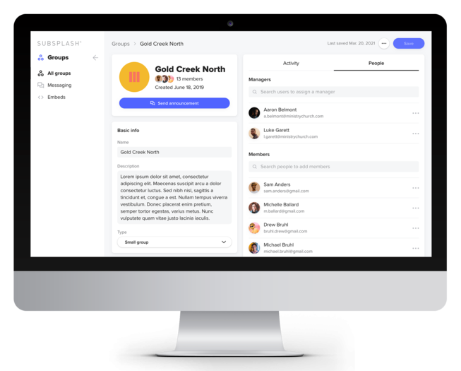 Stay connected with Groups & Messaging by Subsplash
